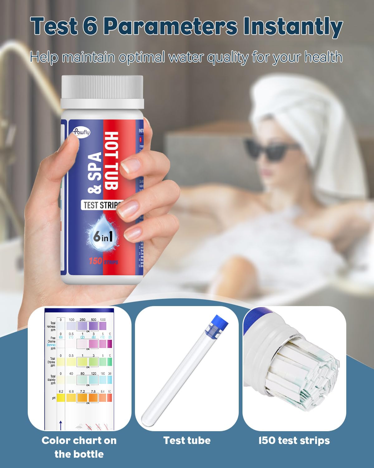 Snapklik.com : 6 In 1 Hot Tub Test Strips, Spa Pool And Hot Tub Test ...
