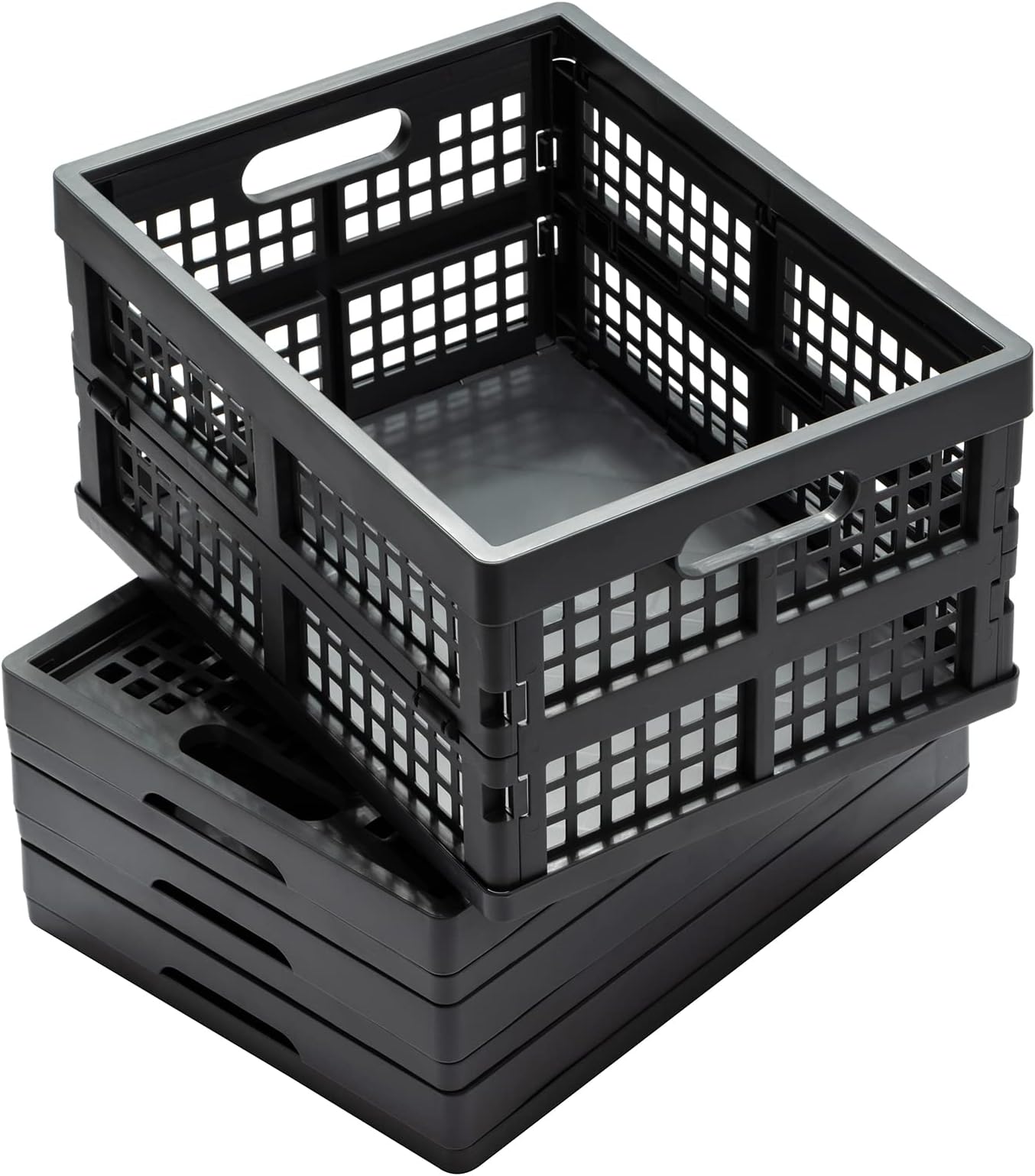 Amazon.com: Neadas 34 L Black Plastic Folding Storage Crates ...