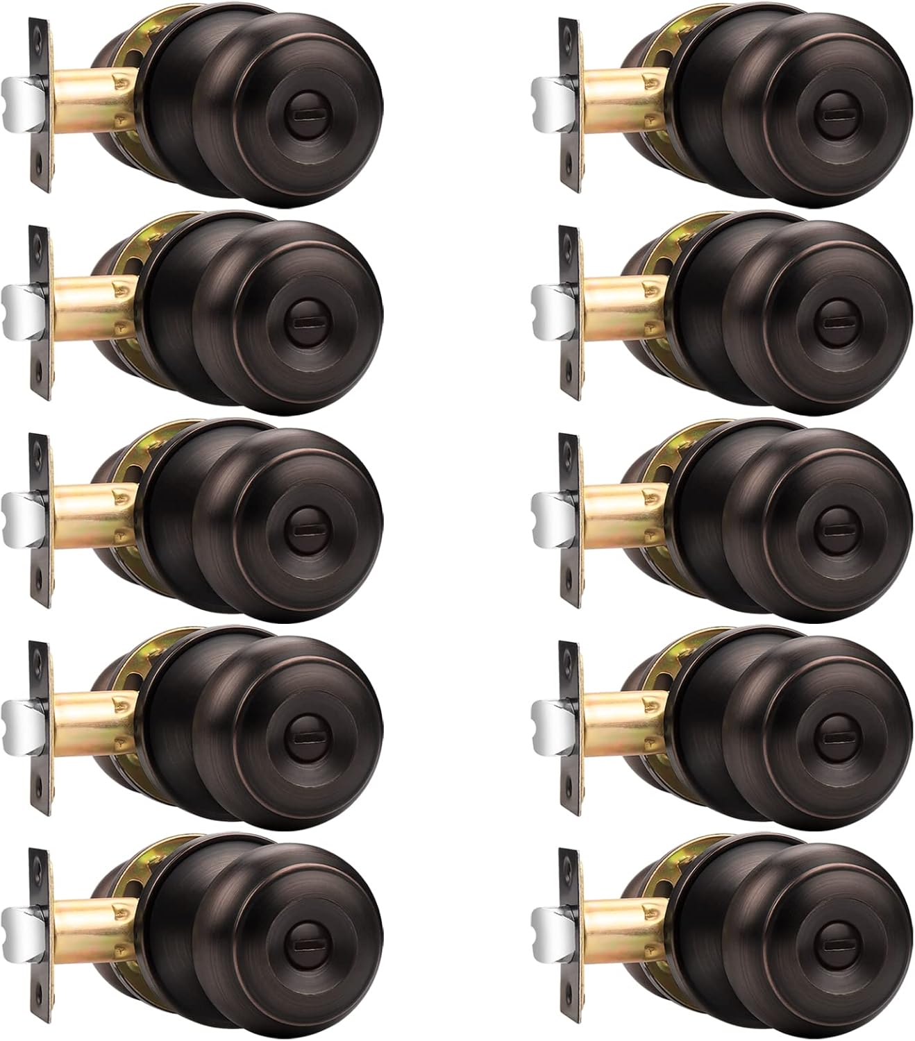 Probrico Privacy Bronze Door Knob for Bedroom Bathroom, Door Knobs Interior with Lock, Oil ...