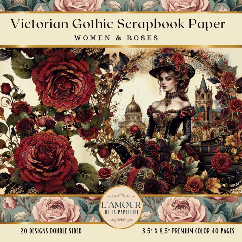 Victorian Gothic Scrapbook Paper Women and Roses: Junk Journaling ...