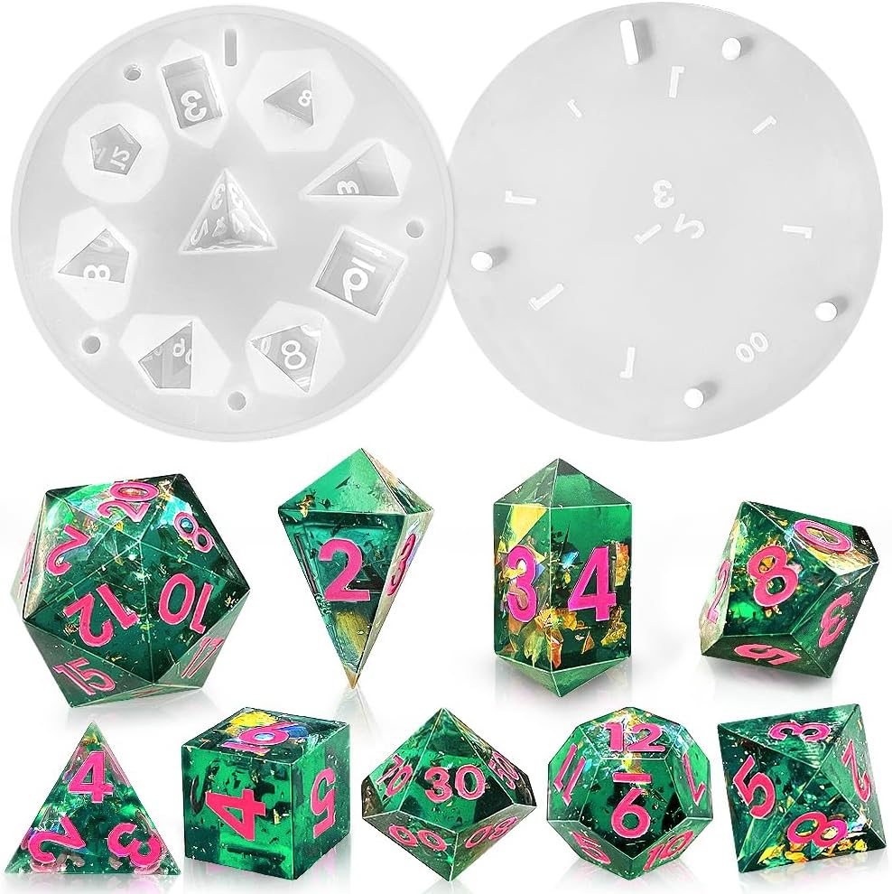 Amazon.com: RESINWORLD 9 Piece Polyhedral Dice Mold for Resin, 7 DND ...