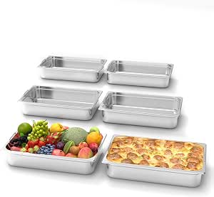 Amazon.com: Full Size Steam Table Pans with Handle, 6-Pack 4 Inch Deep ...