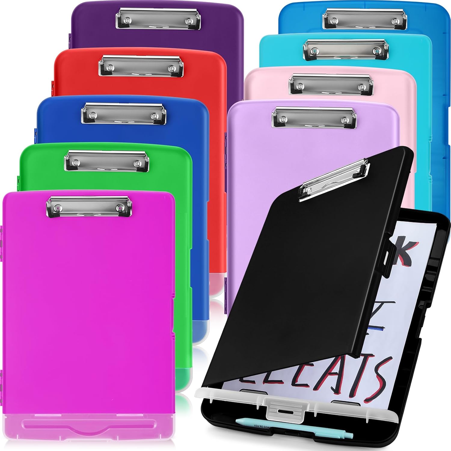 Amazon.com : Harloon 10 Pcs Clipboard with Storage Plastic Storage ...