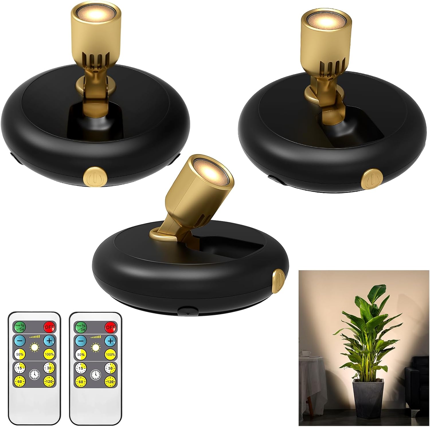 3Pack Battery Operated Indoor Plants SpotLight ,Tree Light Picture ...