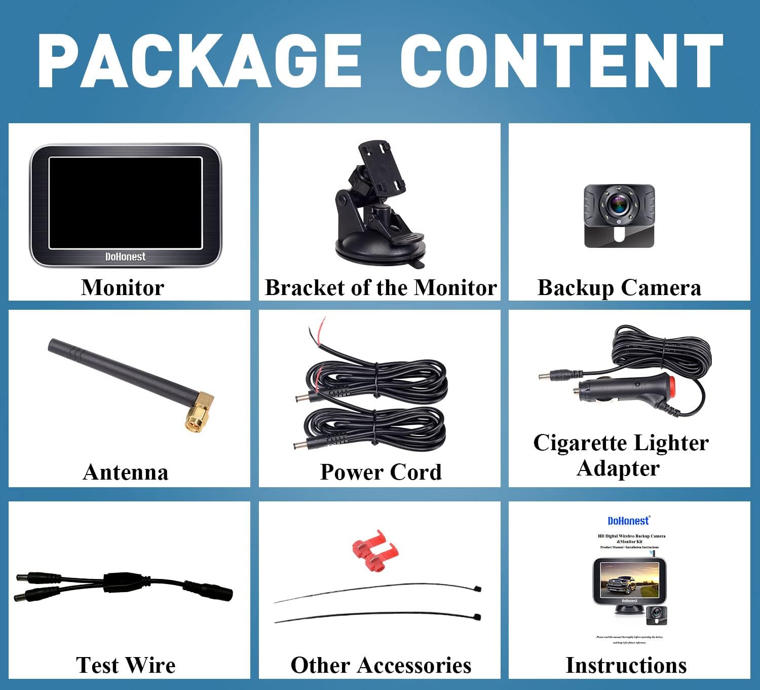 DoHonest V25 Wireless Backup Camera for Trucks - HD 1080P, Easy Setup ...