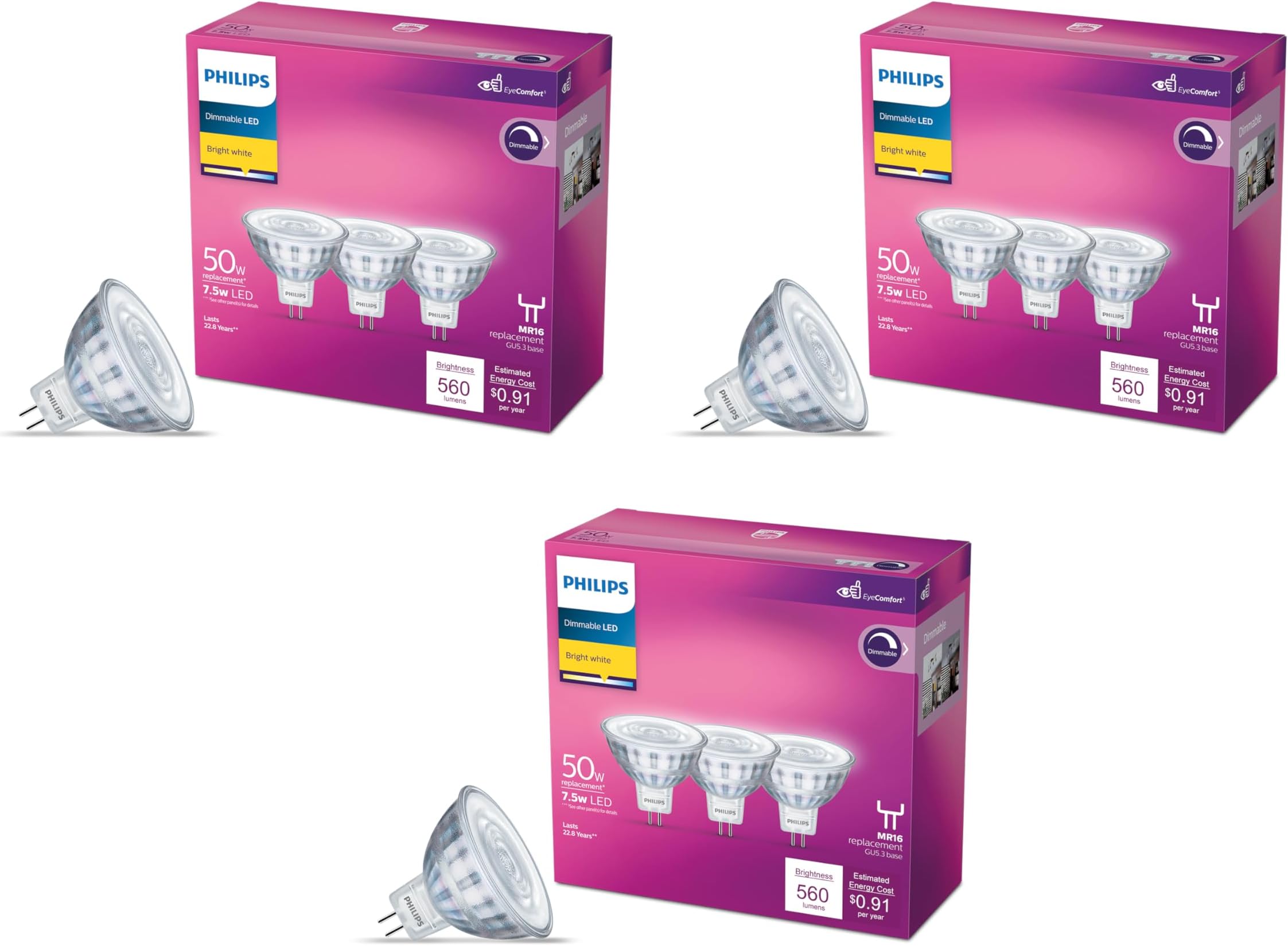 PHILIPS Flicker-Free 50W(Equivalent) MR16 9-Pack - Amazon.com