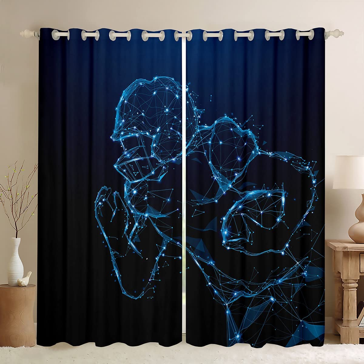 Amazon.com: Football Curtains Soccer Ball Pattern Window Curtains for ...