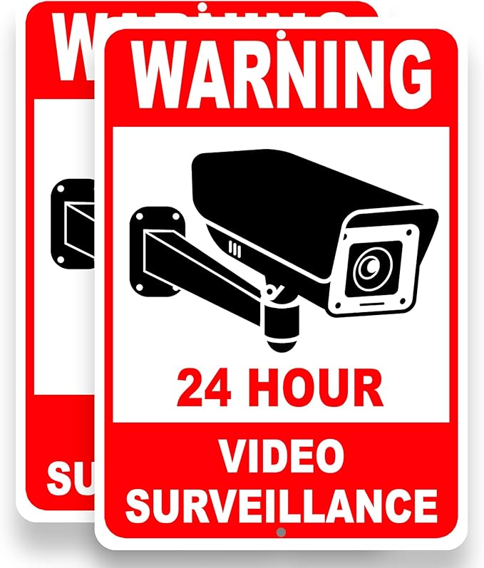 Amazon.com: 2 PC Video Surveillance Sign - 10x7 Aluminum Smile Your on ...