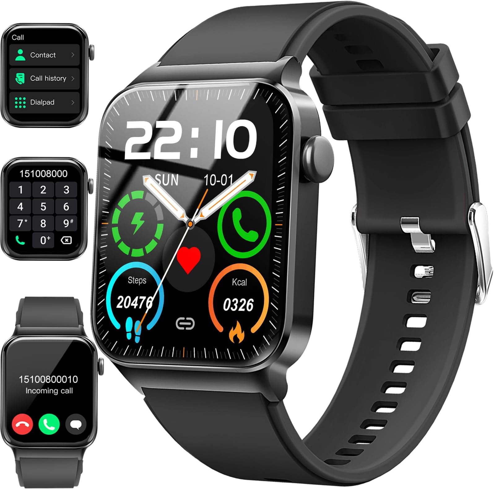 Shirem Track Pro 2.0 Smartwatch, Black, One-Touch Call Control, Voice ...