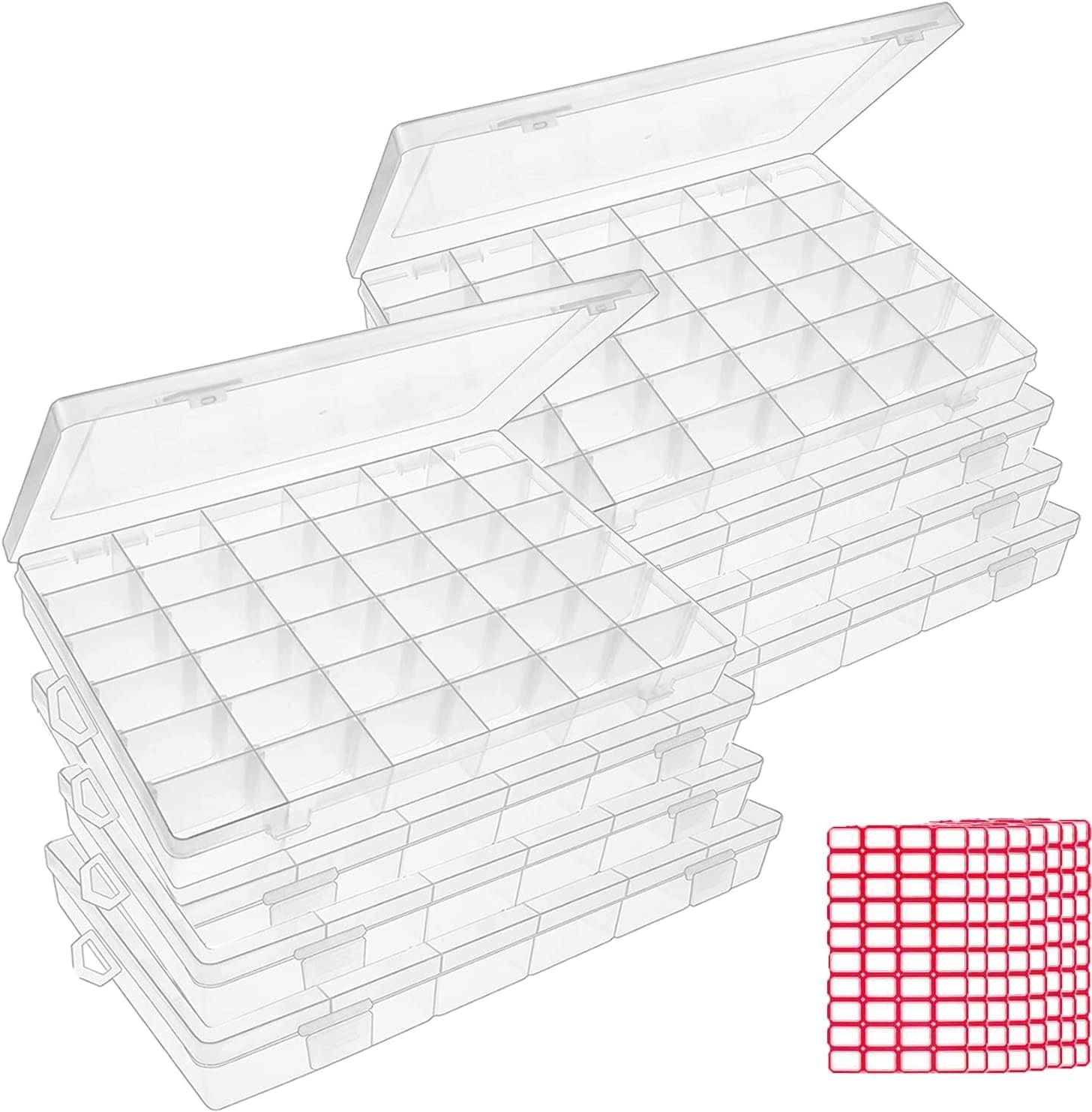 Amazon.com: 8pack 36 Grids Plastic Clear Organizer Box bead Storage ...