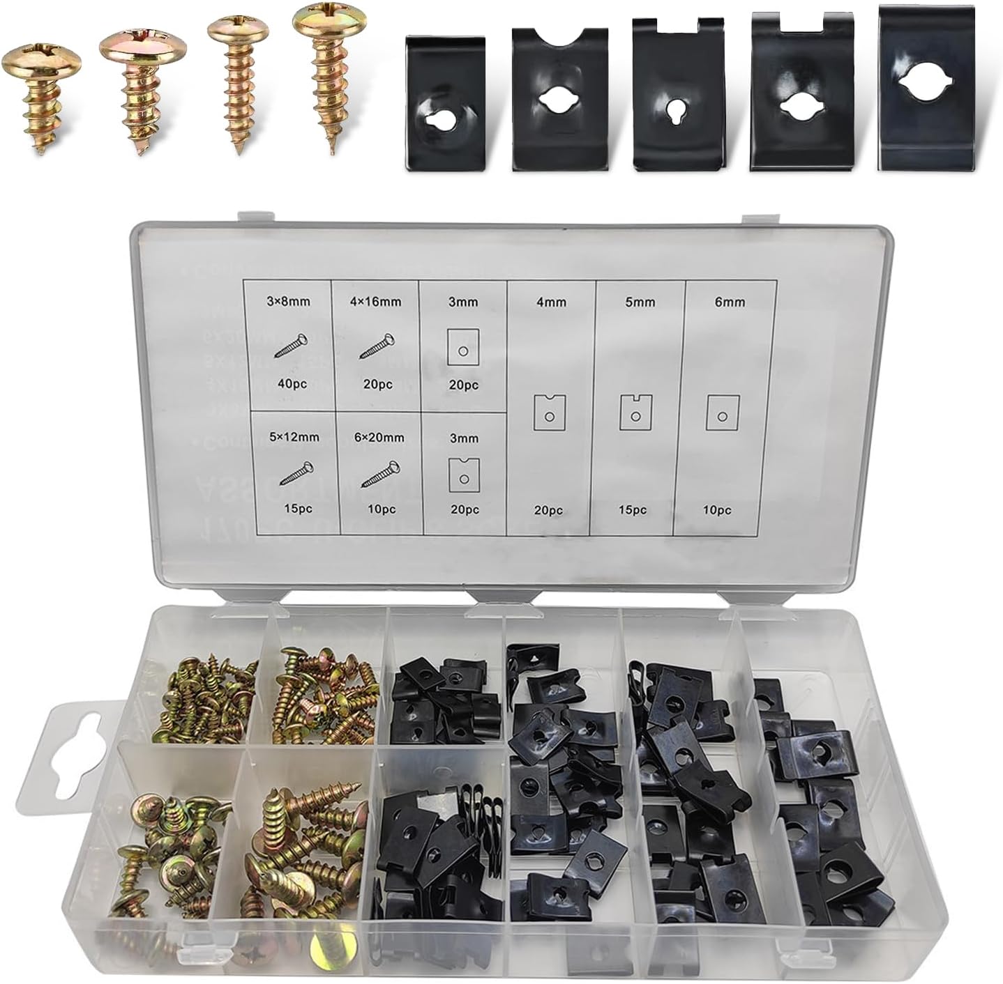 Amazon.com: Fluher 170 PCS Car Screw Assortment Set, 9 Different ...