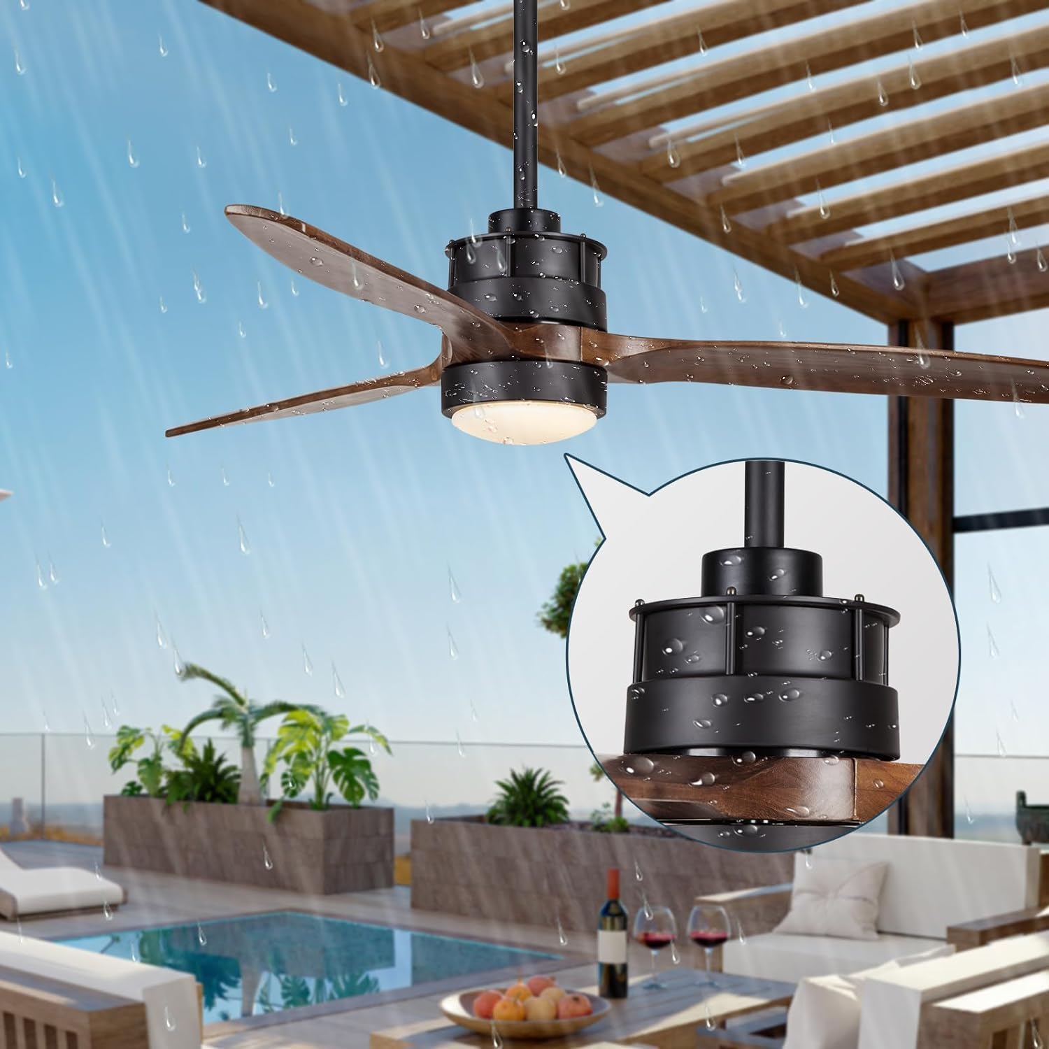 Amazon.com: EKIZNSN 52 Inch Wet Rated Outdoor Ceiling Fan for Patios ...