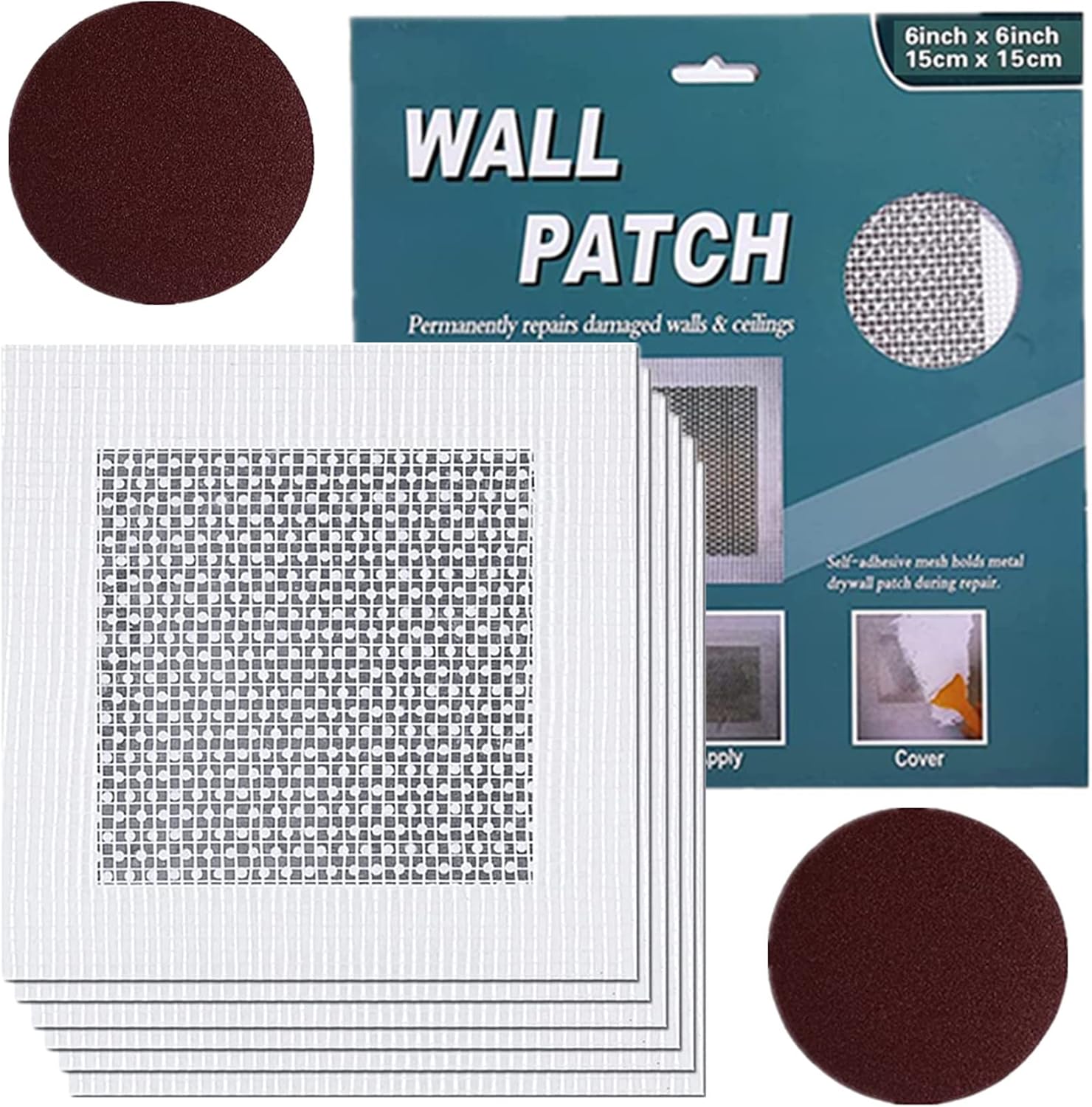 Ohmiu 8Pack Wall Patch Repair Kit, 6Inch Self-Adhesive Mesh Drywall ...