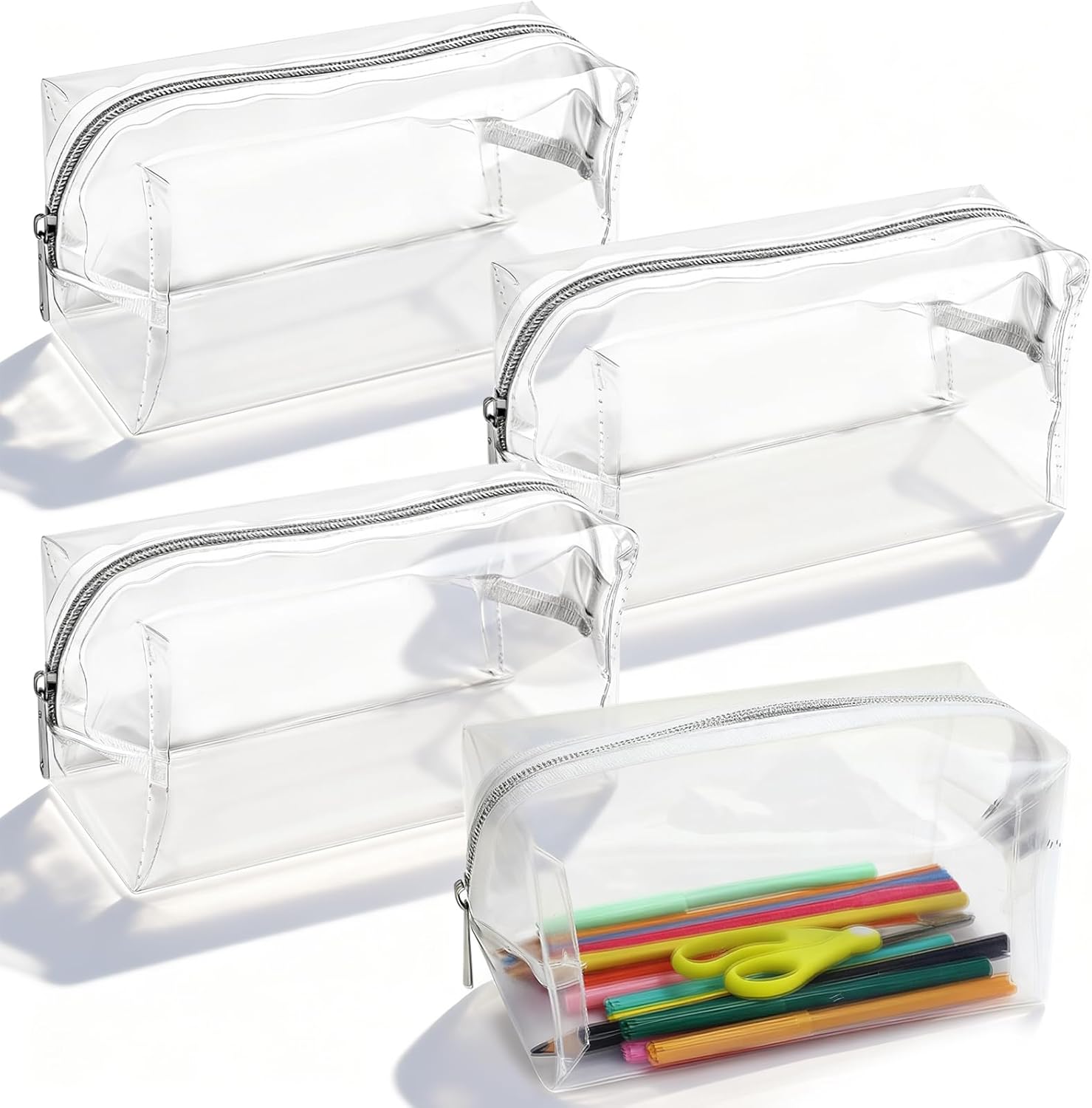 BJHYIZ 4 Pcs Pencil Case Clear, Large Clear Pencil Bag Pencils Case See ...