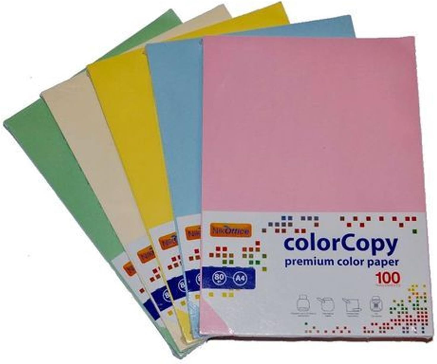 RISMA 100 FOGLI CARTA COLORATA MIX COLORI PASTELLO A4 80 GR 210x297MM ...