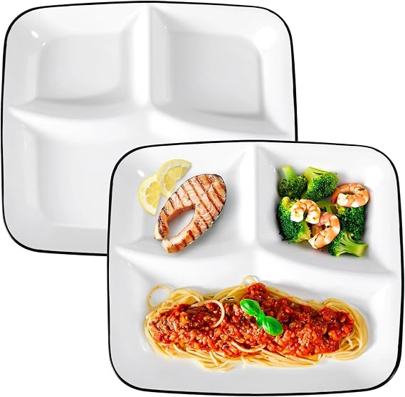 Amazon.com | OMISTAR 2Pcs Portion Control Plates, 10" Ceramic Divided ...