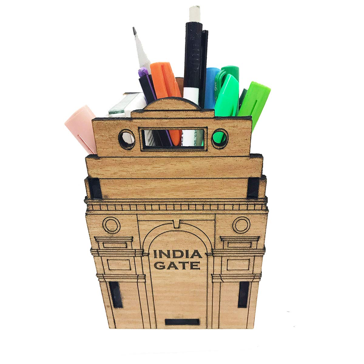 Ecobill India Gate Shape Wooden Pen Stand : Amazon.in: Office Products