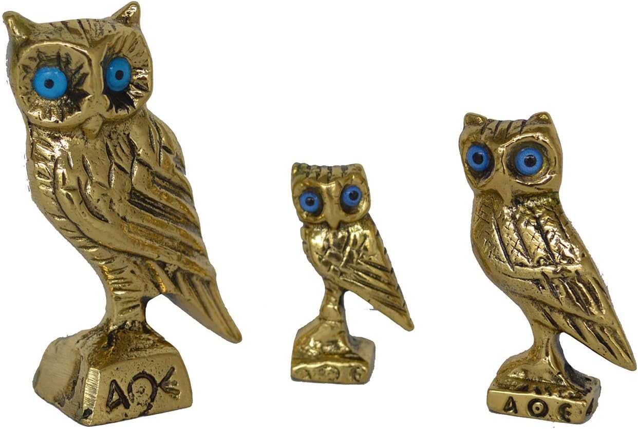 Lot de 3 mini Hiboux Bronze – Symbole de la sagesse – Déesse Athéna ...