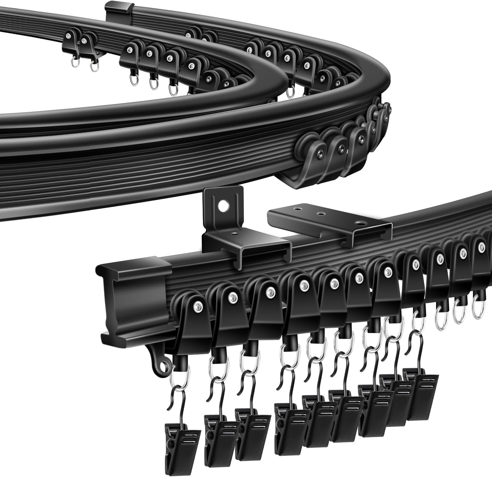 Rail de rideau de plafond pour baie vitrée, 3 m, flexible et pliable ...