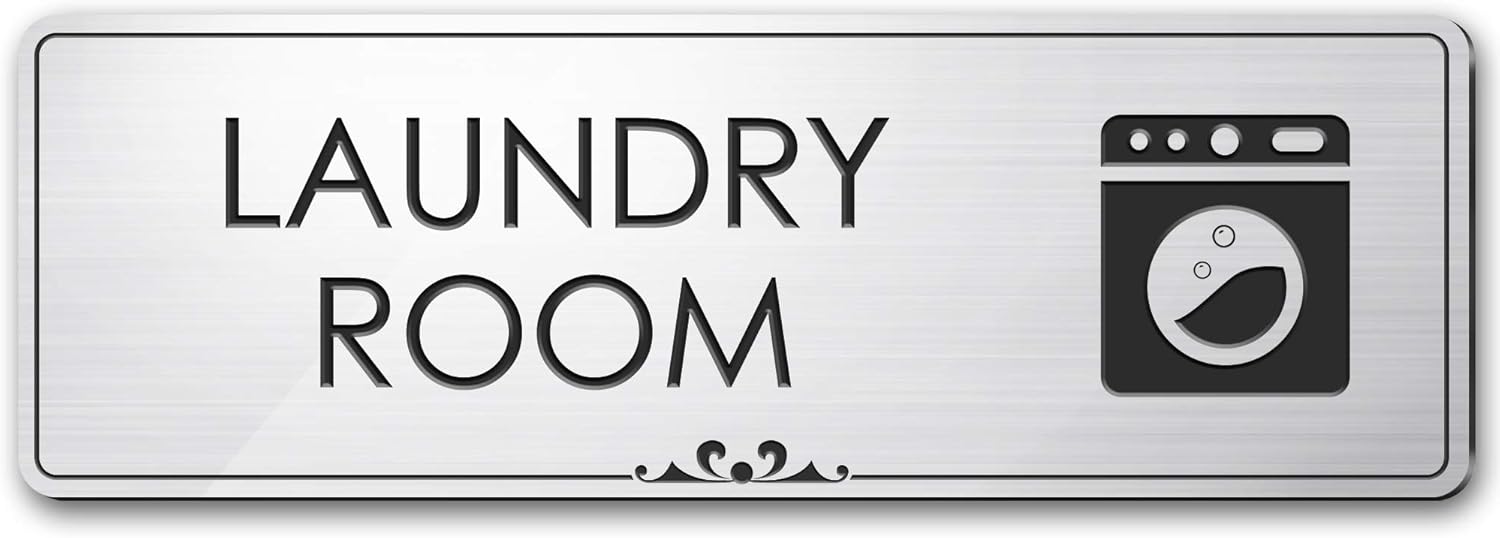Amazon.com : Laundry Room Sign, Brushed Silver, Engraved, 3" x 9", Fade ...