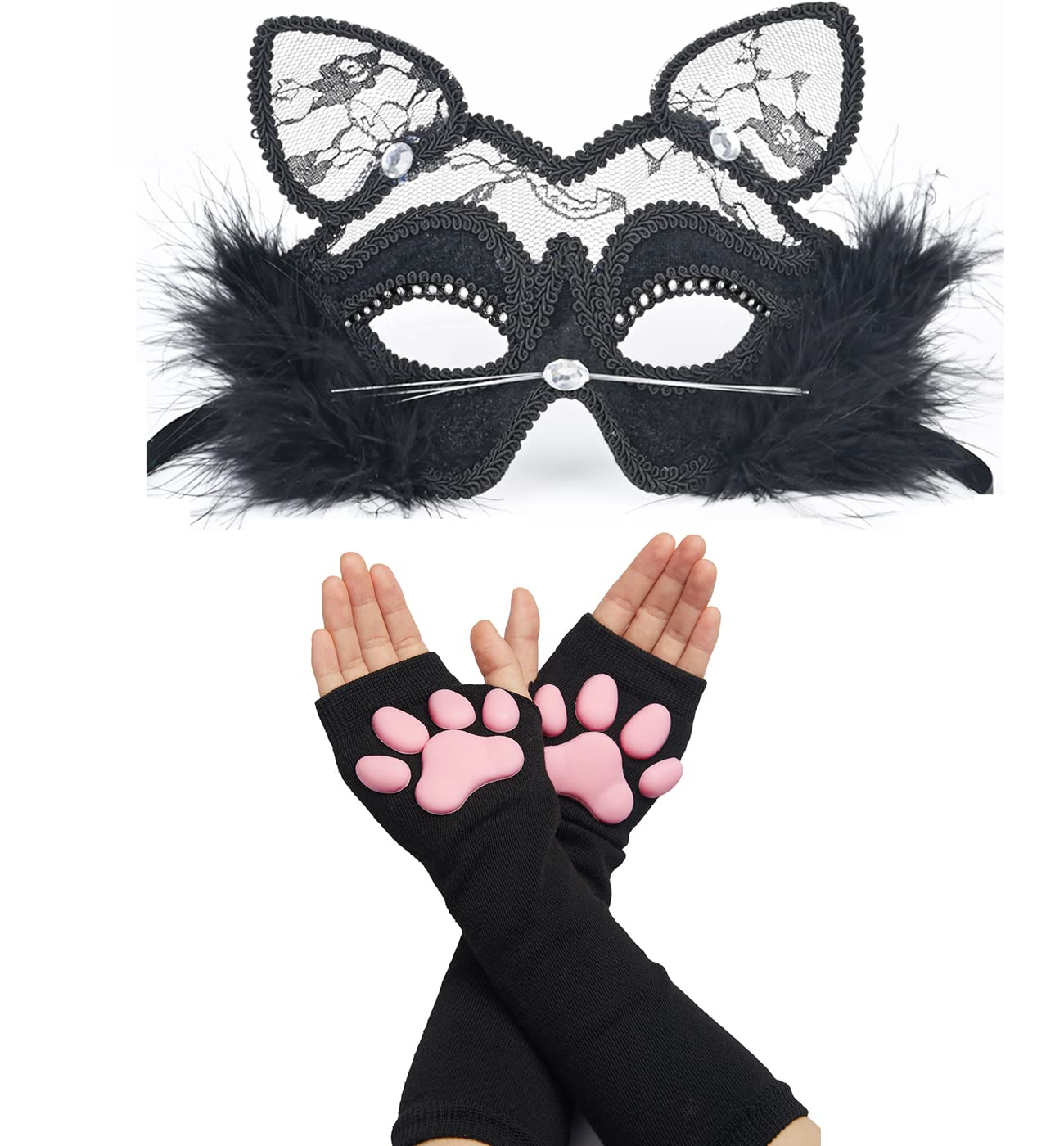 Amazon.com: SUPTEC Cat Cosplay Costume 2 Pcs Set Cat Paw Gloves ...