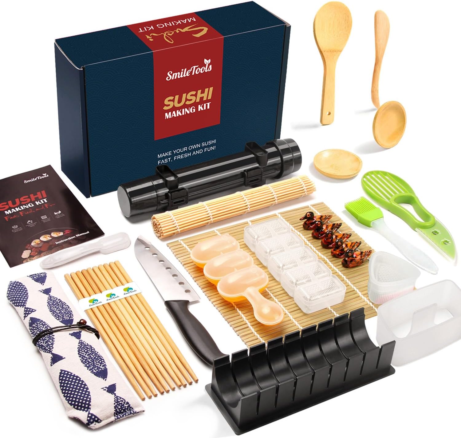 Amazon.com: Sushi Making Kit Deluxe Edition with Complete Sushi Set 10 ...