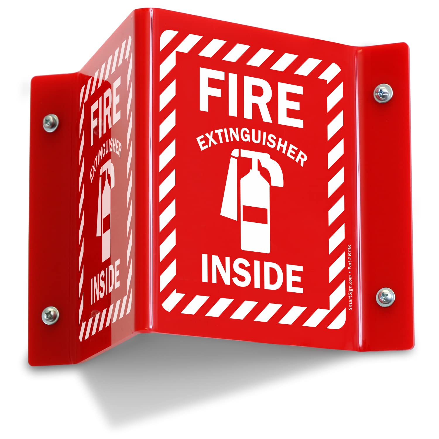 Amazon.com: SmartSign "Fire Extinguisher Inside" Two-Sided V-Shaped ...