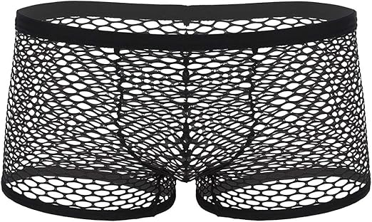 ranrann Men's Low Rise See Throgh Fishnet Boxer Briefs Lingerie ...