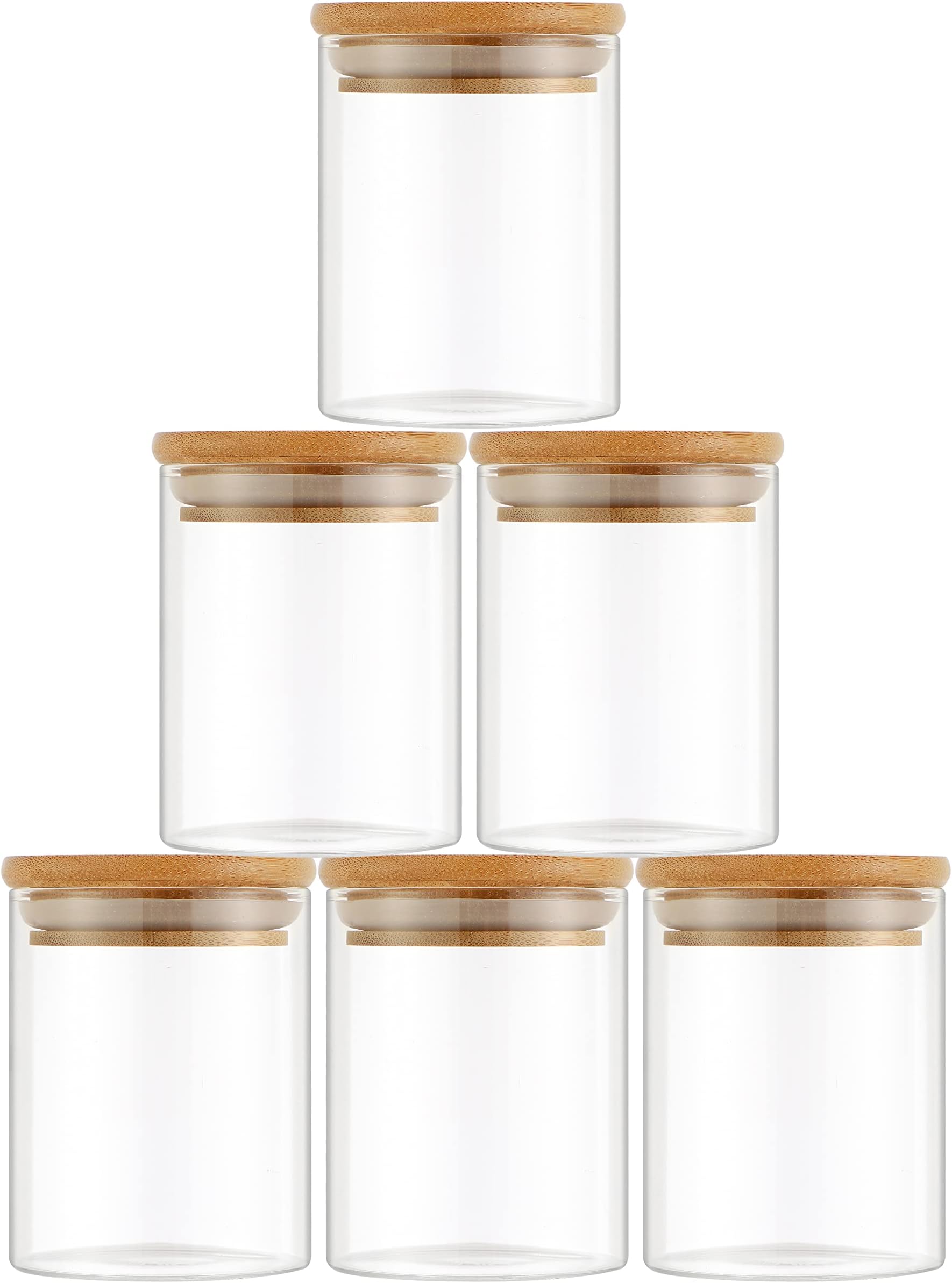 Amazon.com: hanaiette 6 Pack Glass Storage Jars With Airtight Bamboo ...