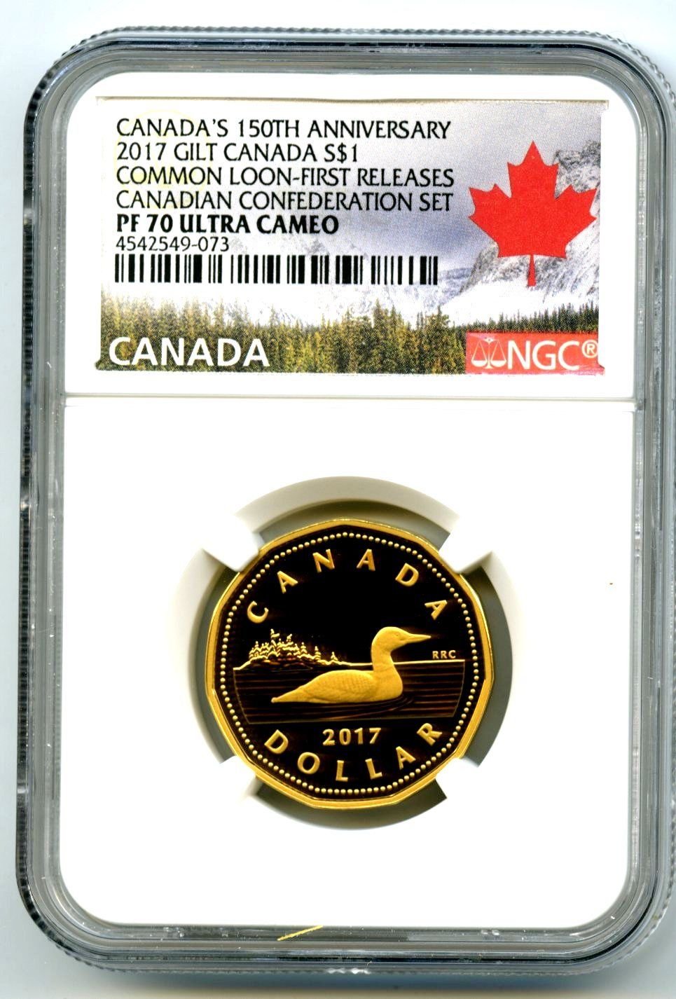 2017 CA Canada Silver Proof Gold/Gilt Overlay Loonie 150TH ANNIVERSARY ...
