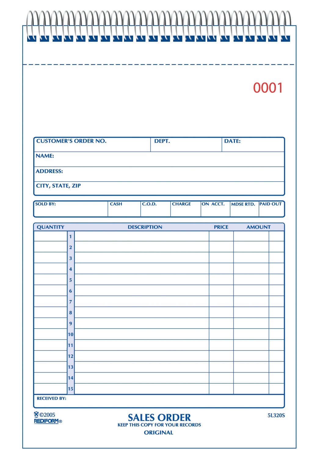 Amazon.com : Rediform Sales Order Book, Wirebound, Numbered, 5.5 x 7. ...