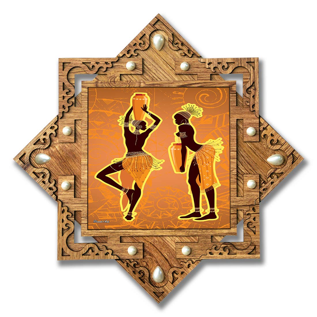 PnF Star Shaped Wooden Frame with Photo of Modern African Art (16.5x16 ...