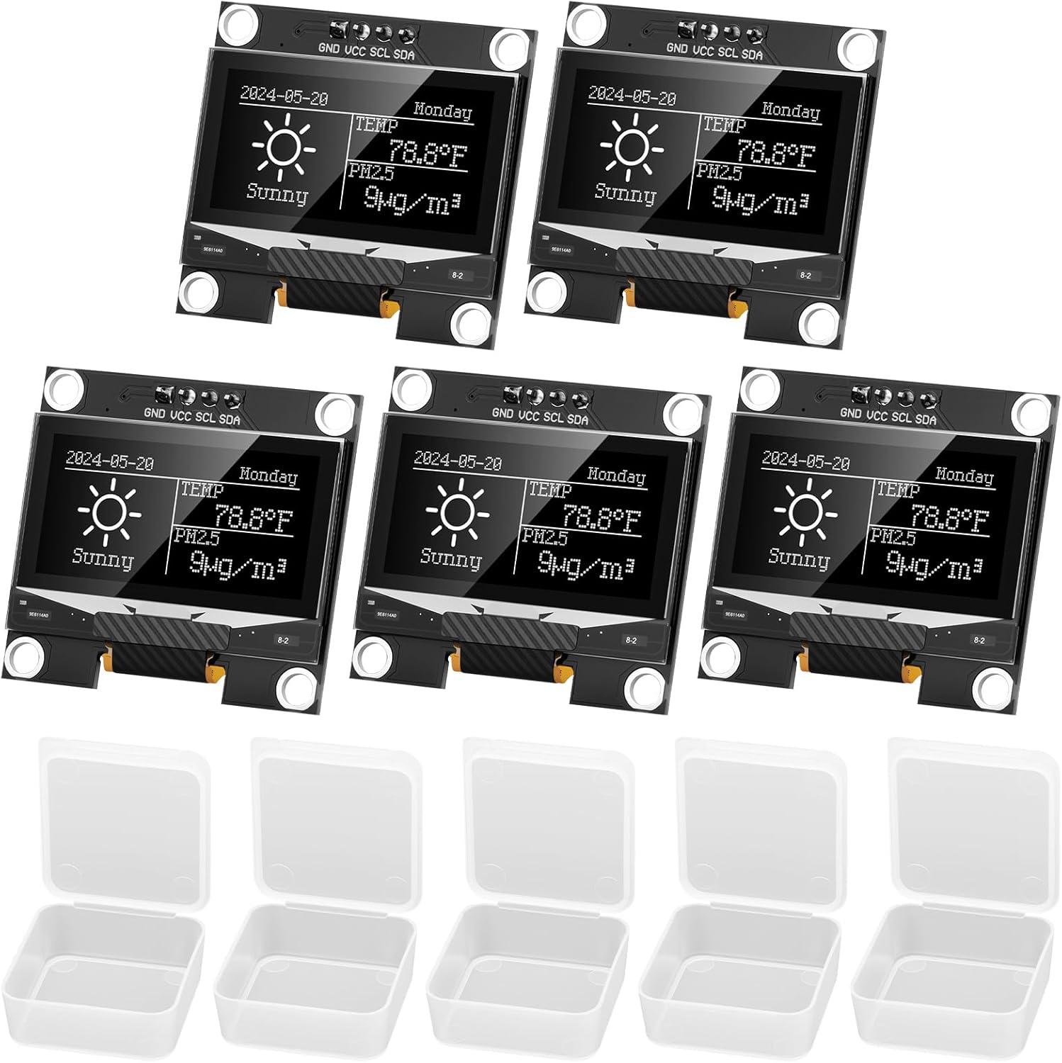 YELUFT 5pcs Pre-Soldered 1.3 Inch I2C OLED Display Module 128 x 64 ...