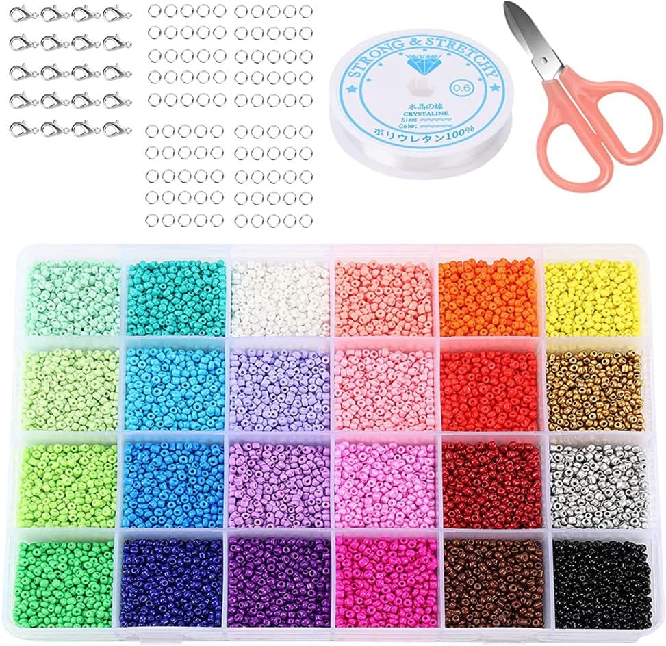 Spydge 24000pcs Glass Seed Beads 3mm Mixed Colors Small Pony Beads ...