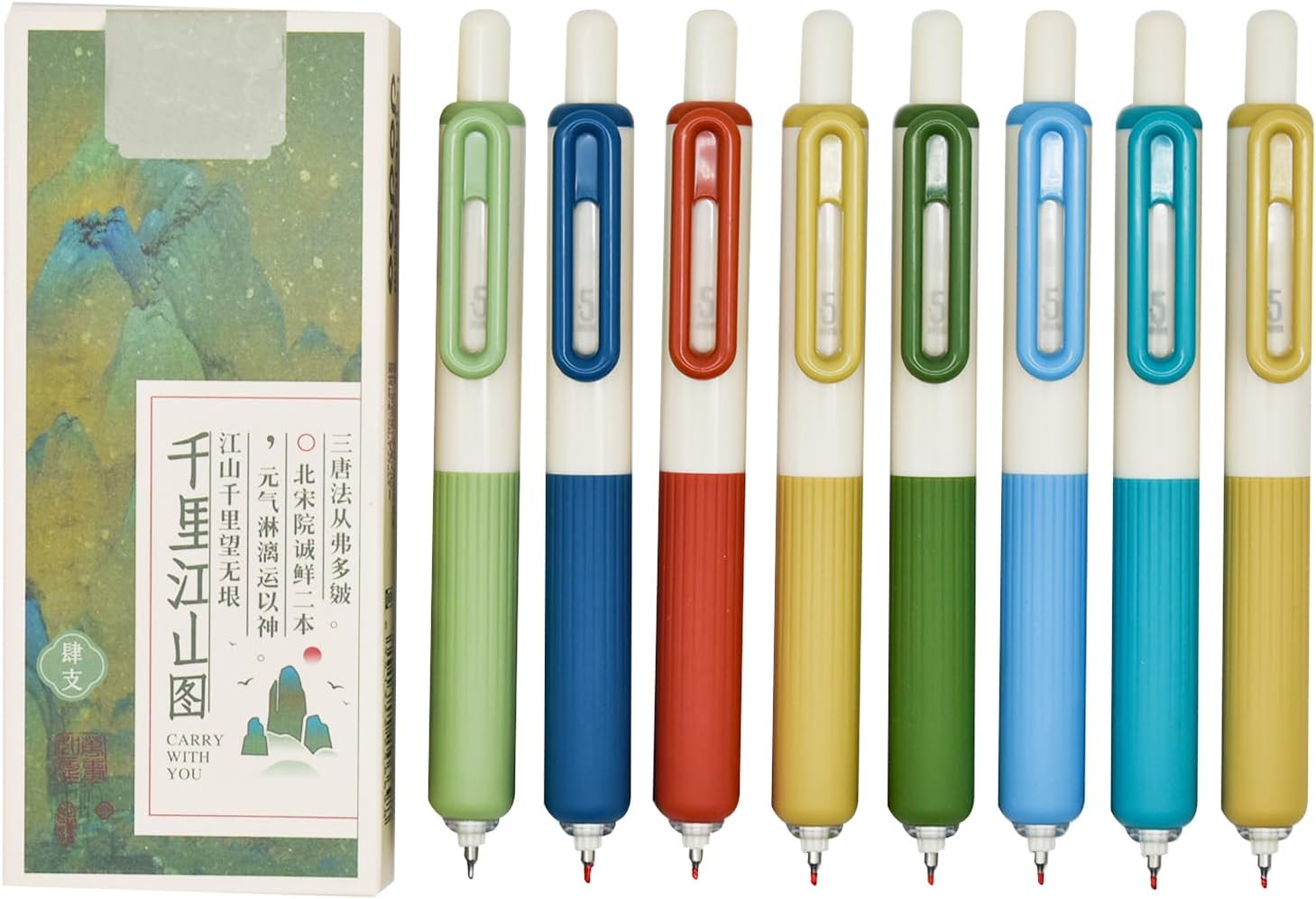 Amazon.com: Maydahui 8 Pcs Colorful Short Round Pocket Pens Retractable ...