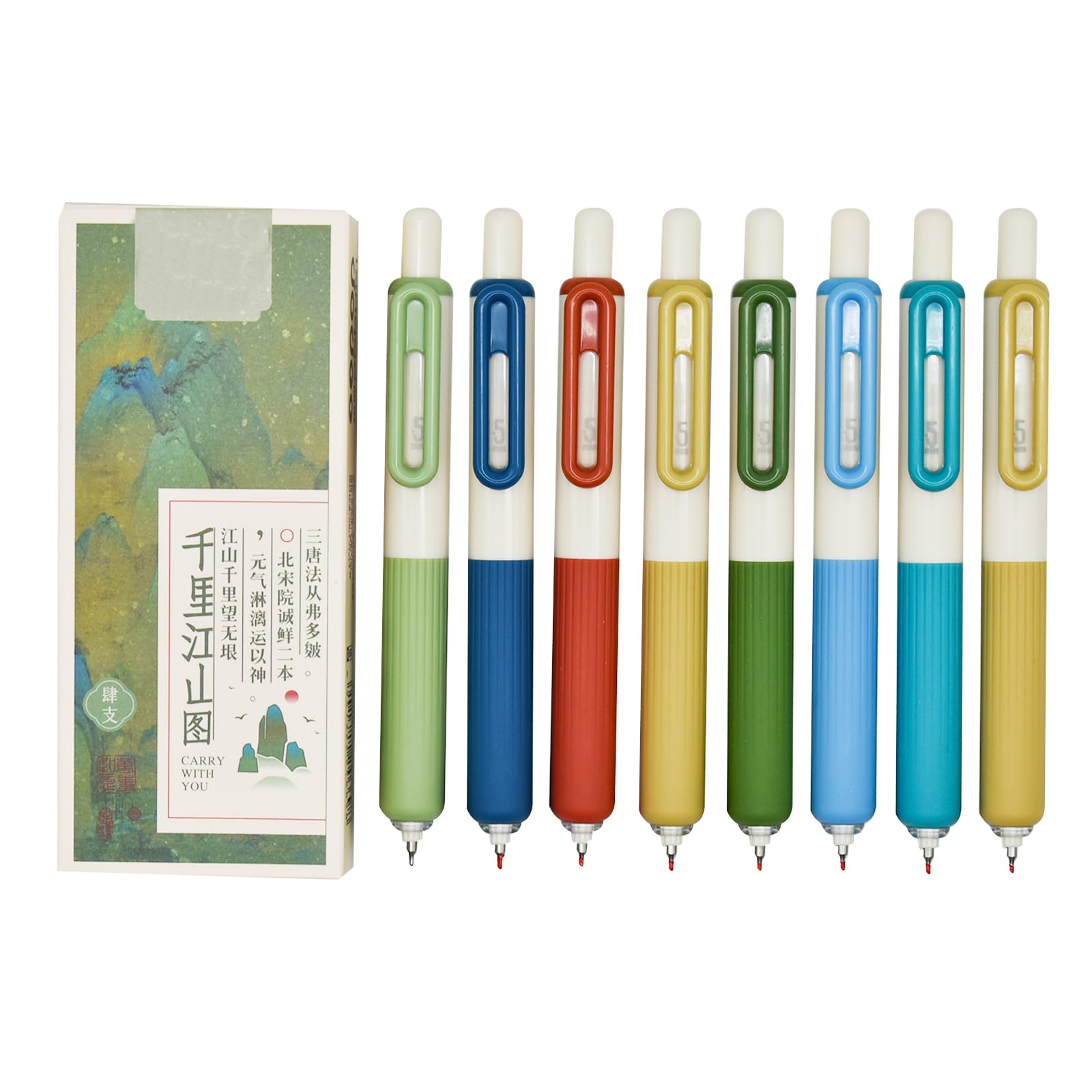 Amazon.com: Maydahui 8 Pcs Colorful Short Round Pocket Pens Retractable ...