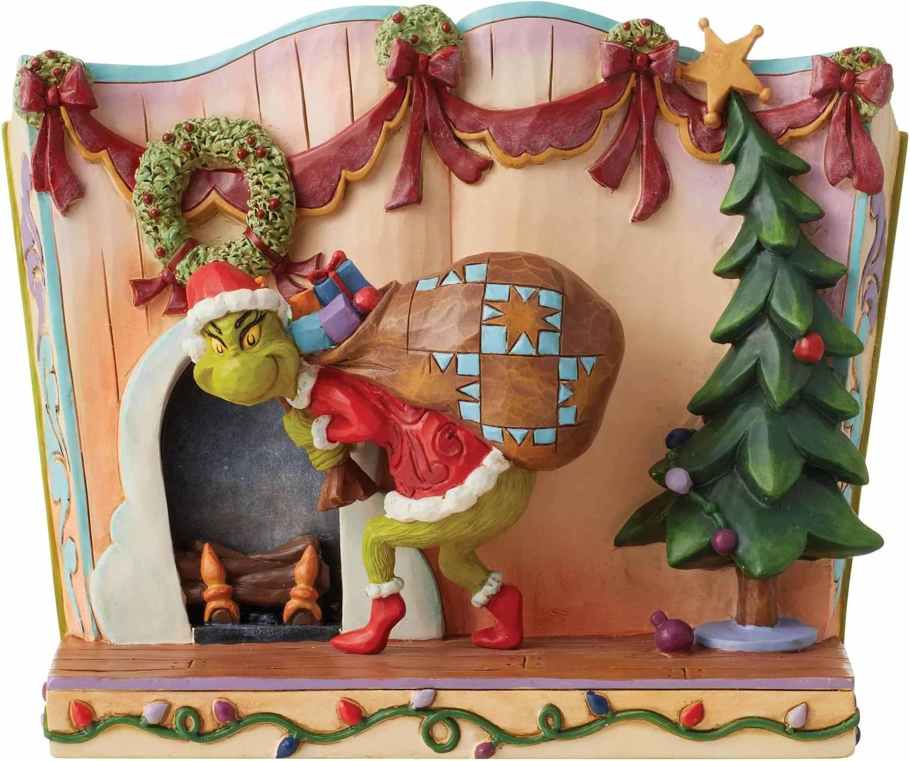 Amazon.com: Enesco Dr. Seuss Grinch by Jim Shore Santa Grinch Peeking ...