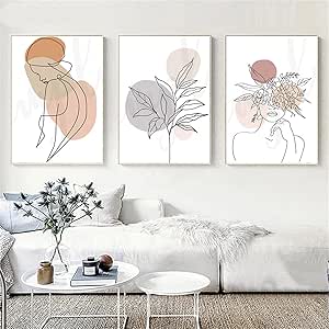Amazon.de: TROYSINC 3er Poster Set, Premium Abstrakte Leinwandbilder, Kunst Line Beige ...