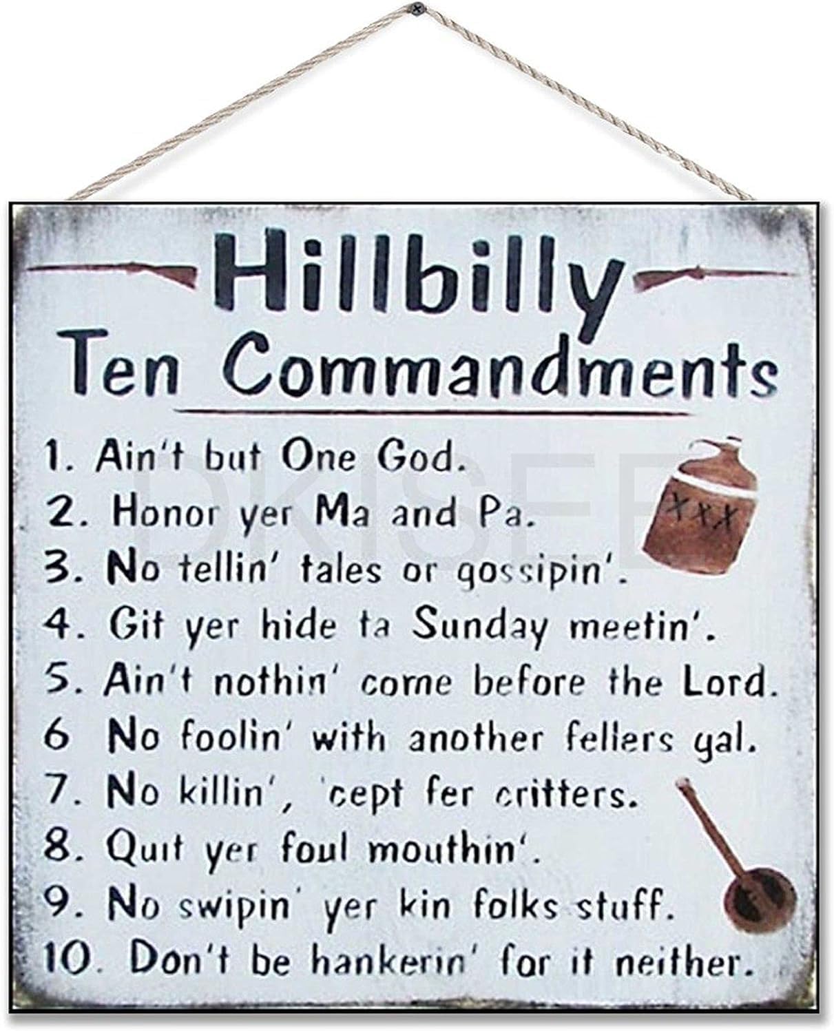 Amazon.com: Rustic Wooden Signs Hillbilly Ten Commandments Wooden Sign ...