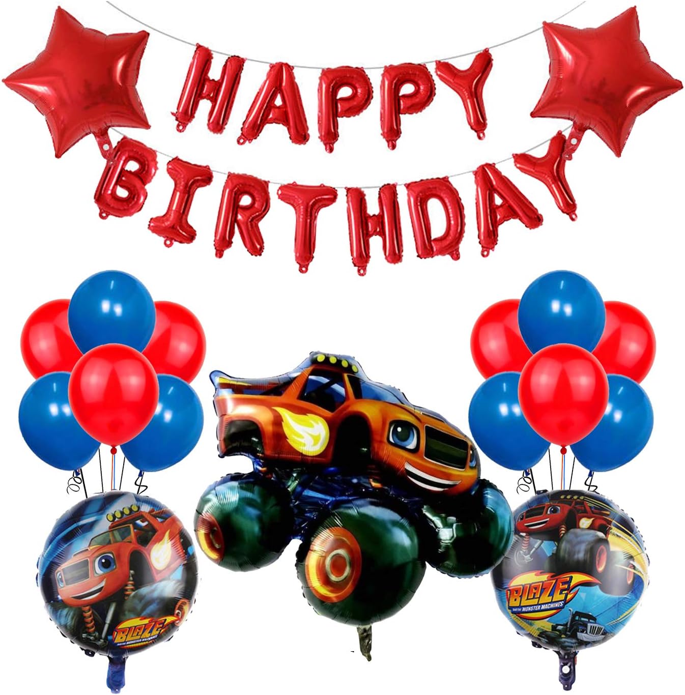 Amazon.com: 18PCS Blaze and the Monster Machine Happy Birthday Balloons ...