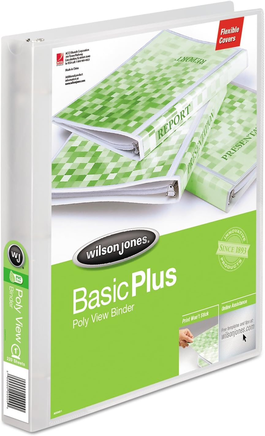 Amazon.com: Wilson Jones 43337 Flexible Poly Round Ring View Binder, 1 ...