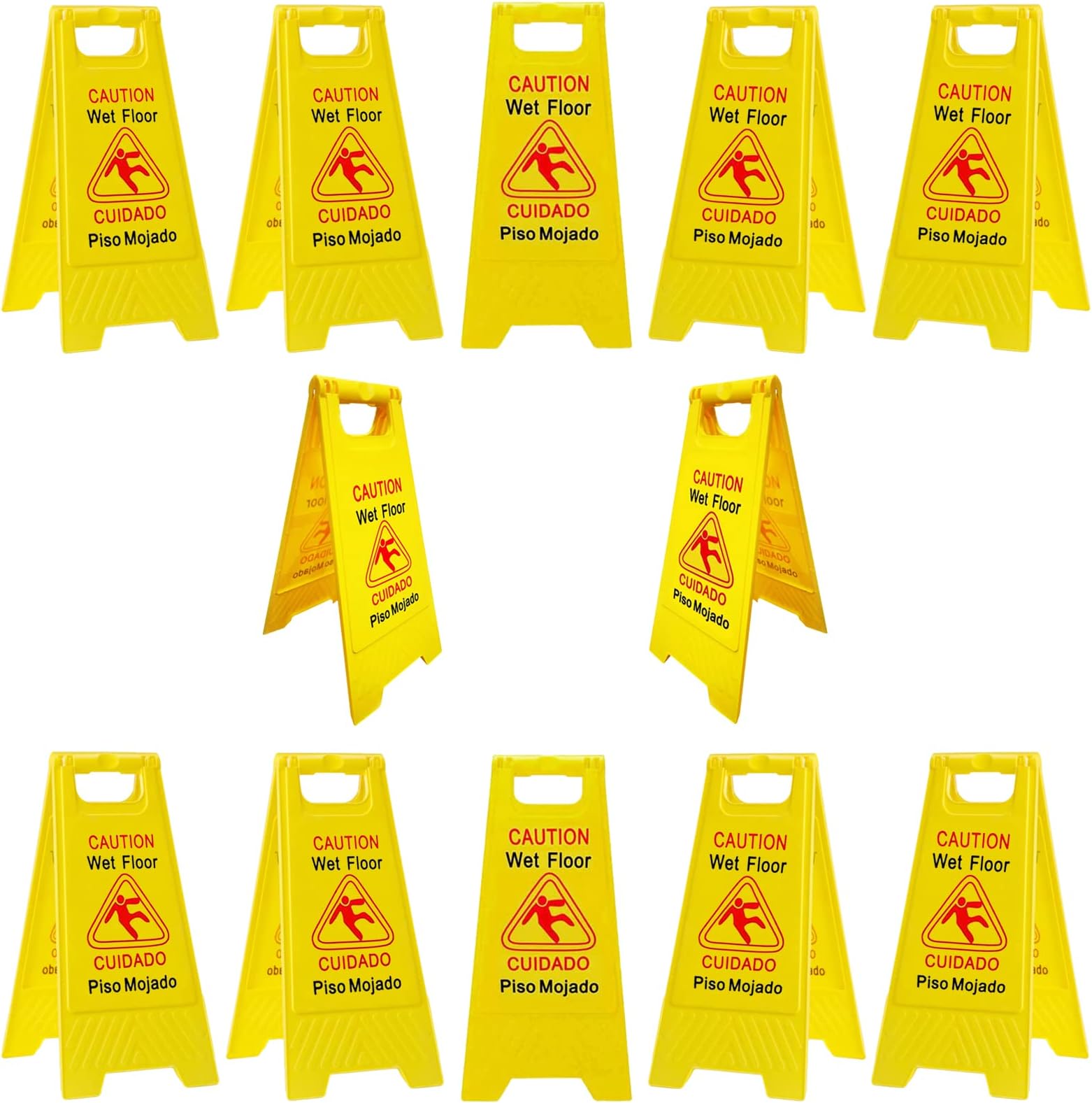 Amazon.com: 12-Pack Caution Wet Floor Signs | Foldable Sturdy Double ...
