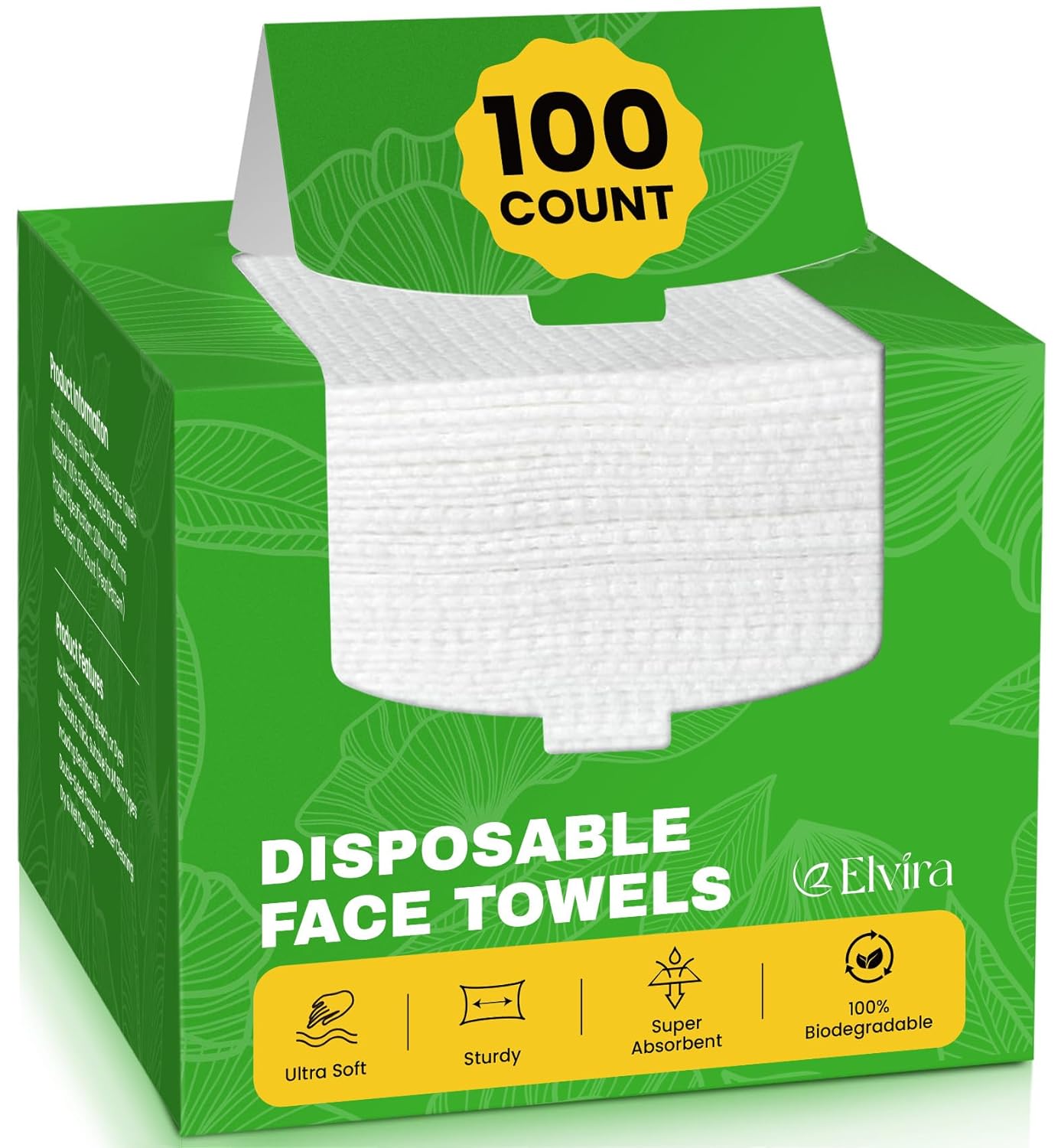 Amazon.com: Elvira 100 Count Disposable Face Towels, Biodegradable ...