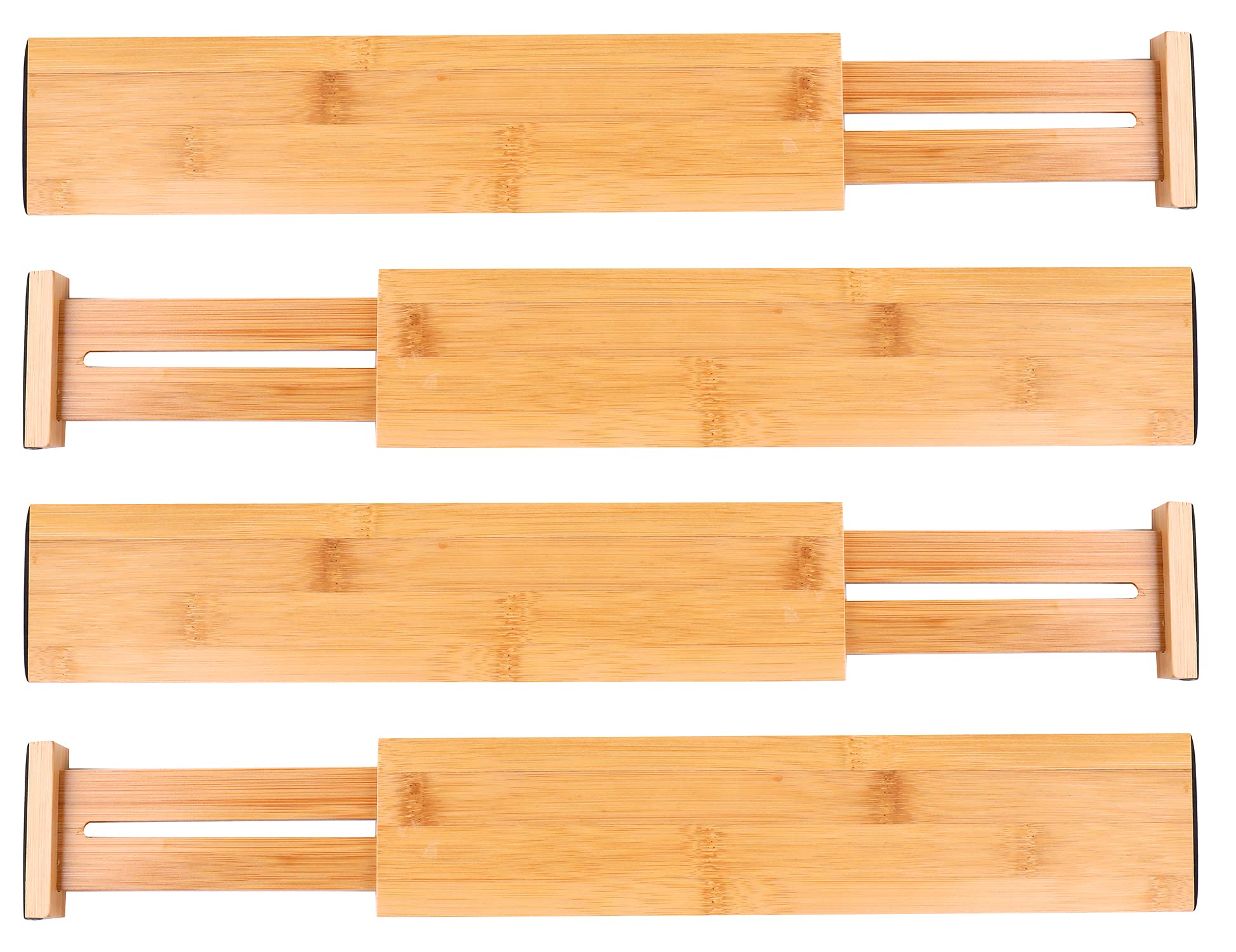 Lawei 4 Pack Bamboo Adjustable Drawer Dividers, Expandable Drawer ...