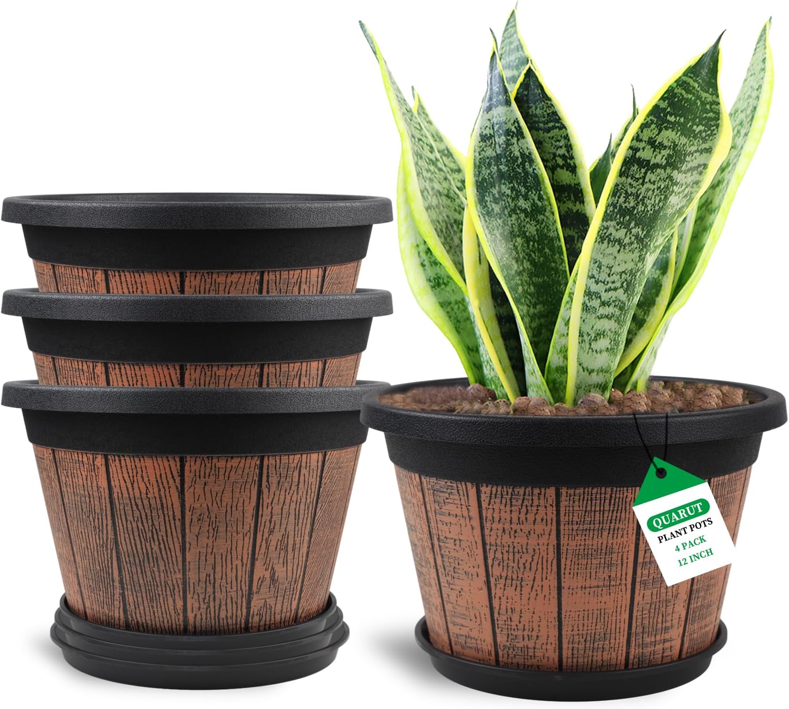 Amazon.com: Quarut Large 4 Pack12 inch Plant Pots and 4 Pack14 inch ...