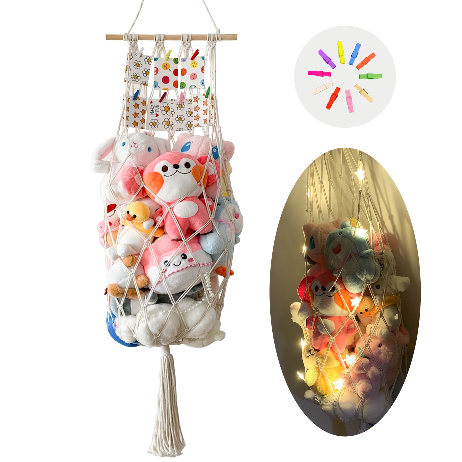 Amazon.com: Stuffed Animals Net - 65.5” Macrame Stuffed Animal Net with ...