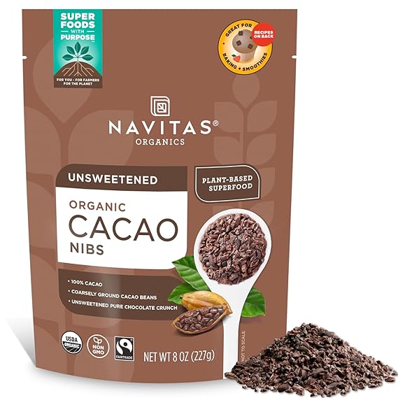 Amazon.com : Navitas Organics Cacao Nibs – Unsweetened Dark Chocolate Crunch – Antioxidants ...
