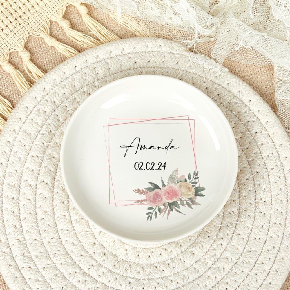 Amazon.com: Personalized Ring Dish with Name Custom Trinket Tray ...