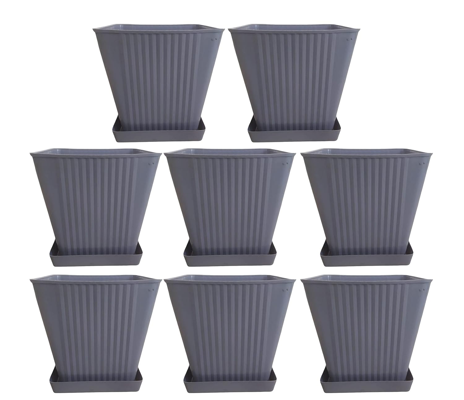 JUSThink Plastic Classic Square Shape Flower Plant Pot with Plate, 11 ...