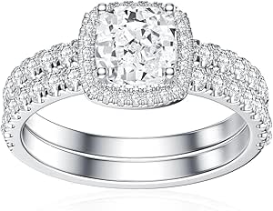 Amazon.com: Luyona Halo Wedding Ring Set for Women Bridal Sets ...